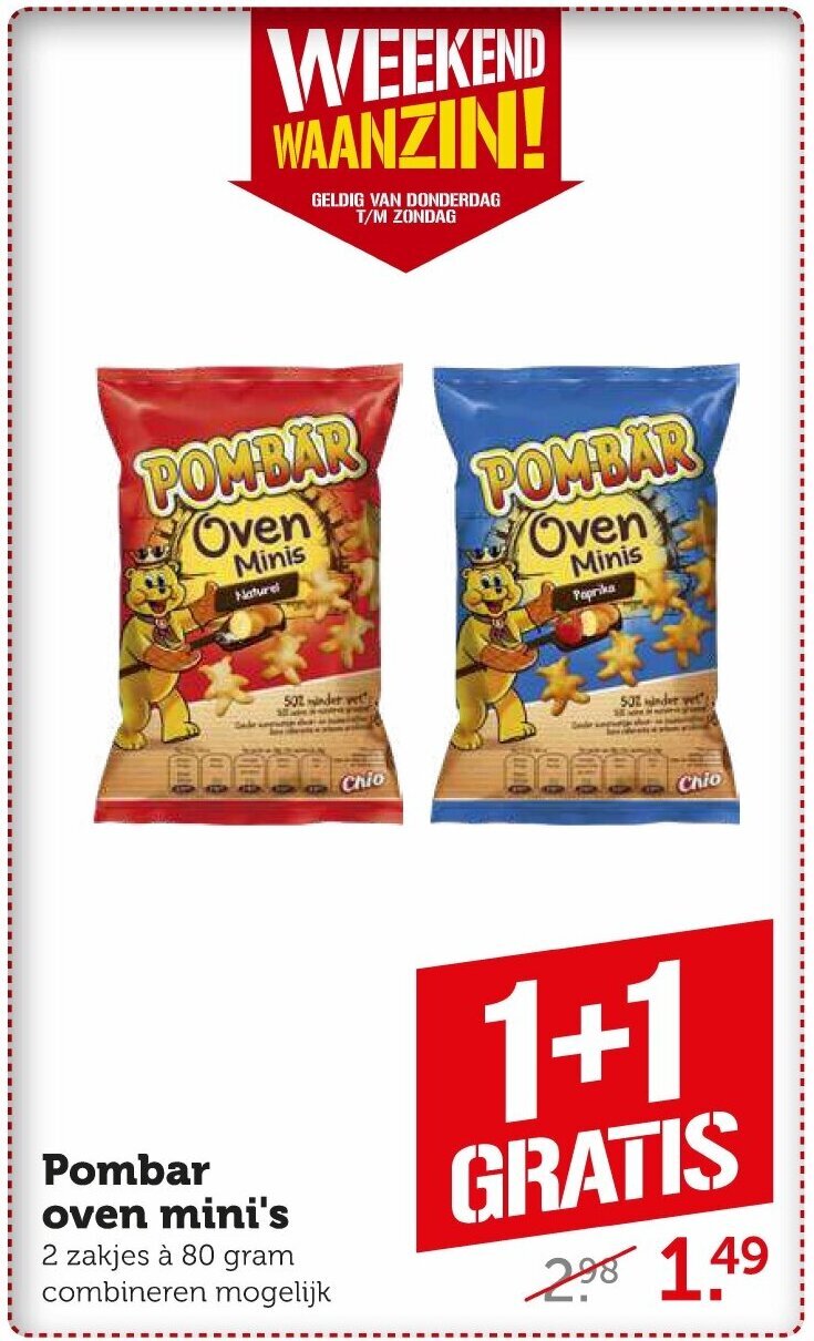 Pombar oven mini's 2 zakjes a 80 gram aanbieding bij Coop