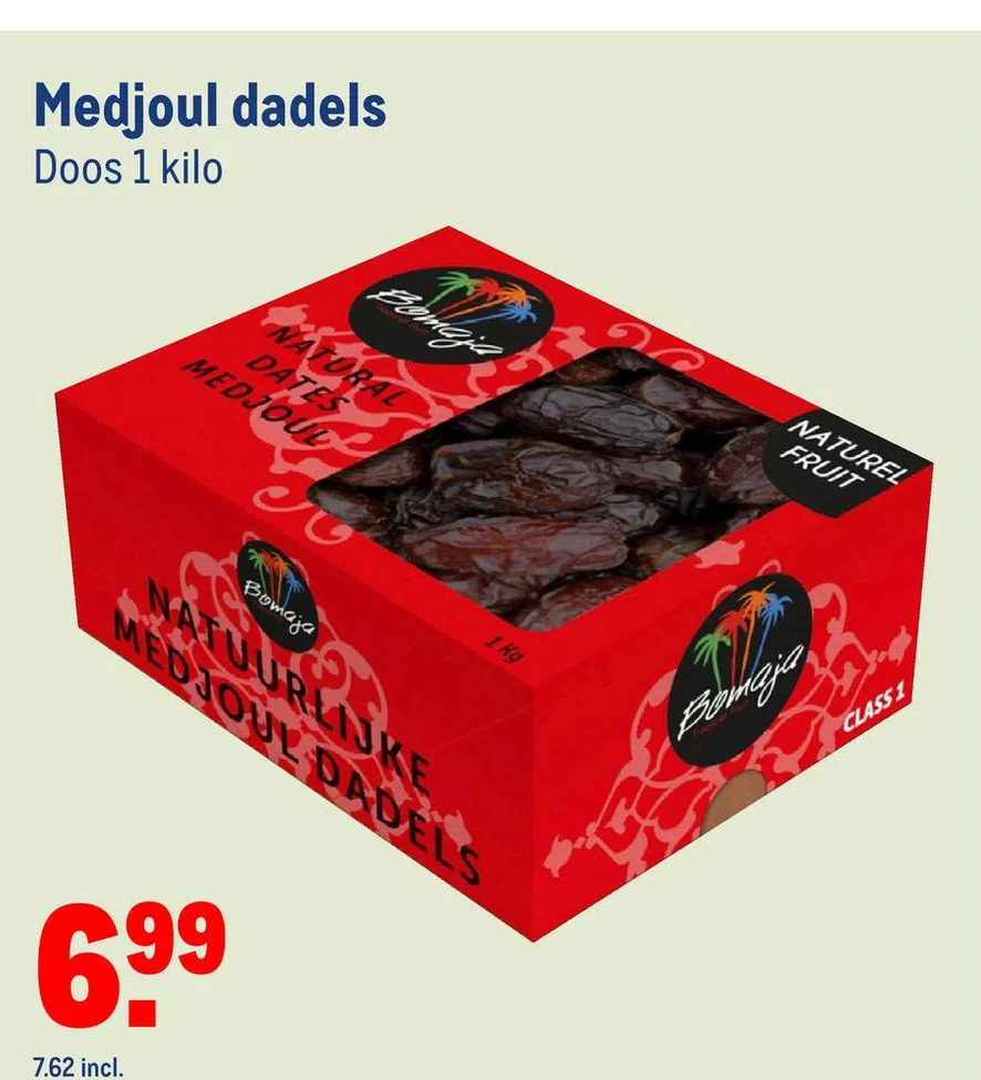 Medjoul dadels doos 1 kilo aanbieding bij Makro