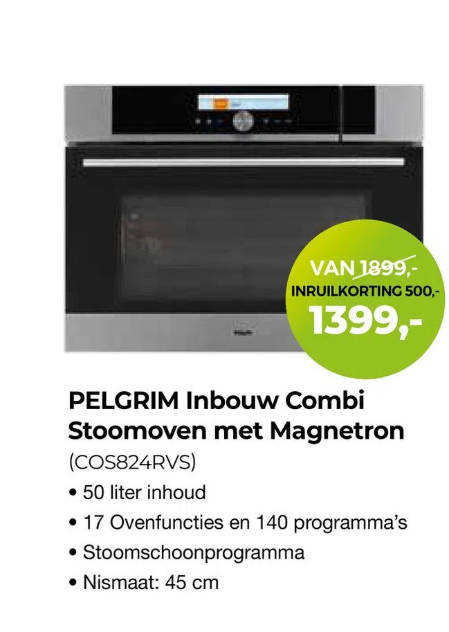 Pelgrim inbouw combi stoomoven met magnetron (cos824rvs) aanbieding bij ...