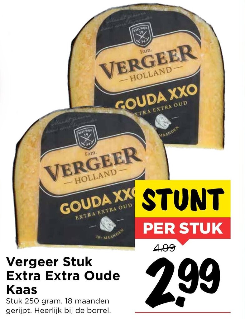 Vergeer stuk extra extra oude kaas 250g aanbieding bij Vomar Voordeelmarkt
