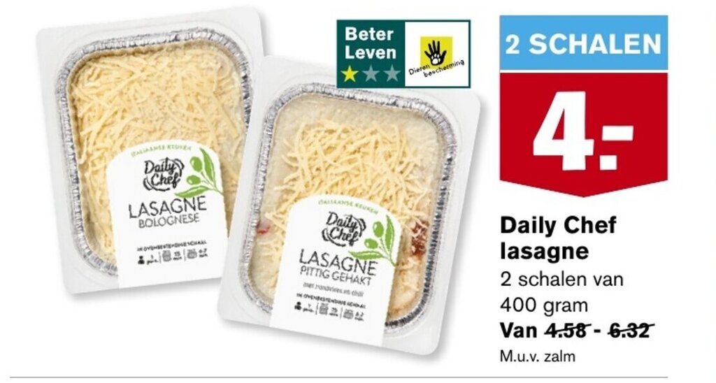 Daily chef lasagne 400g aanbieding bij Hoogvliet