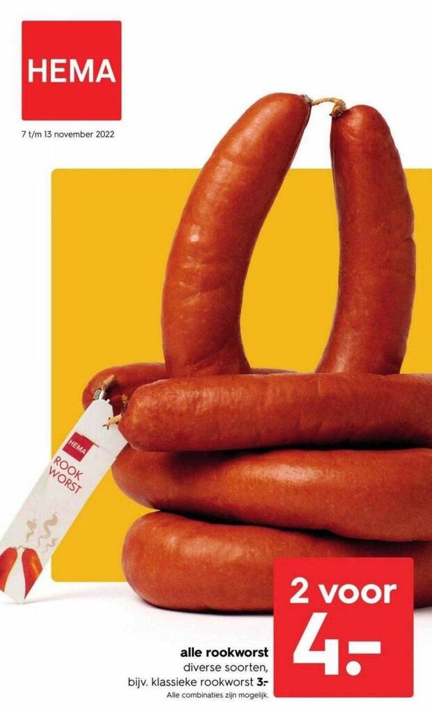 Alle rookworst aanbieding bij HEMA