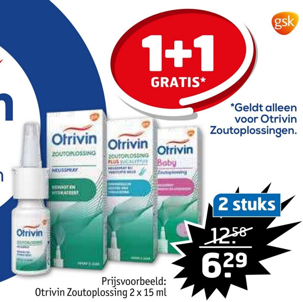 Otrivin Zoutoplossing 2 x 15 ml 2 stuks 1+1 gratis aanbieding bij ...