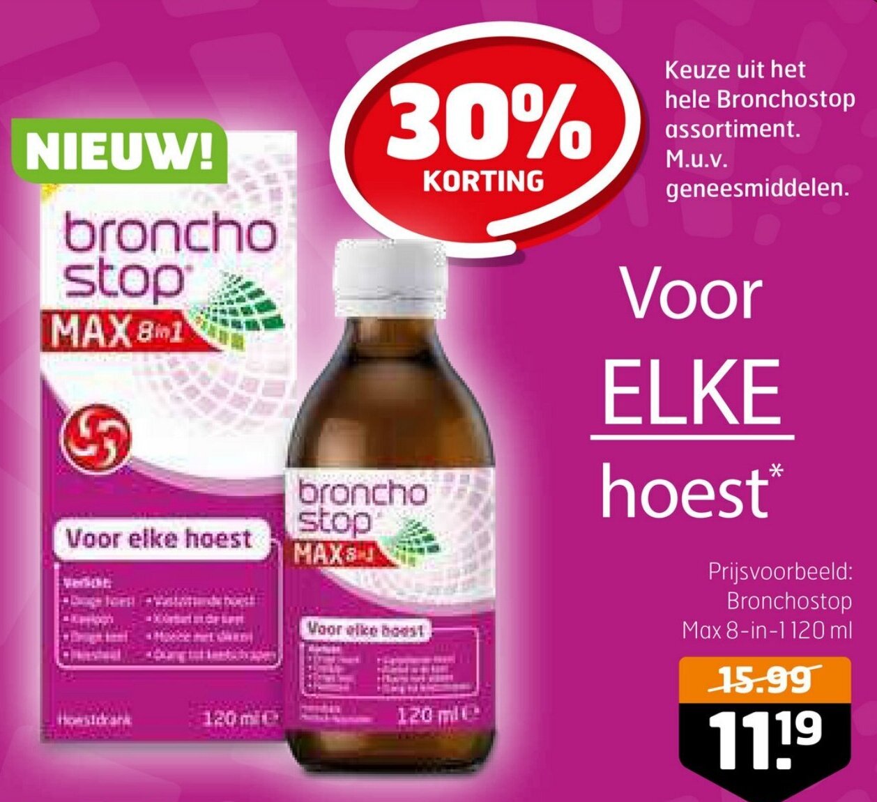 Bronchostop Max 8-in-1120 ml aanbieding bij Trekpleister