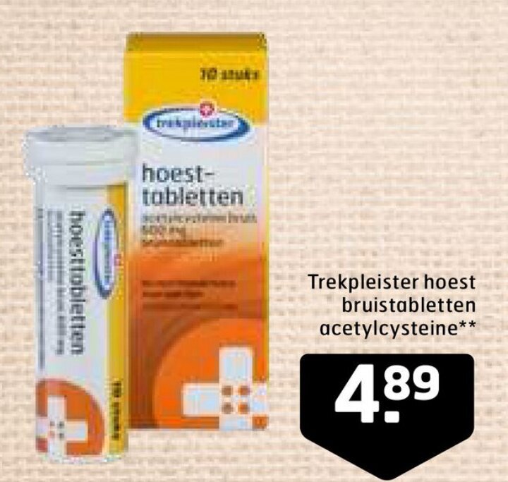 Hoest bruistabletten acetylcysteine aanbieding bij Trekpleister
