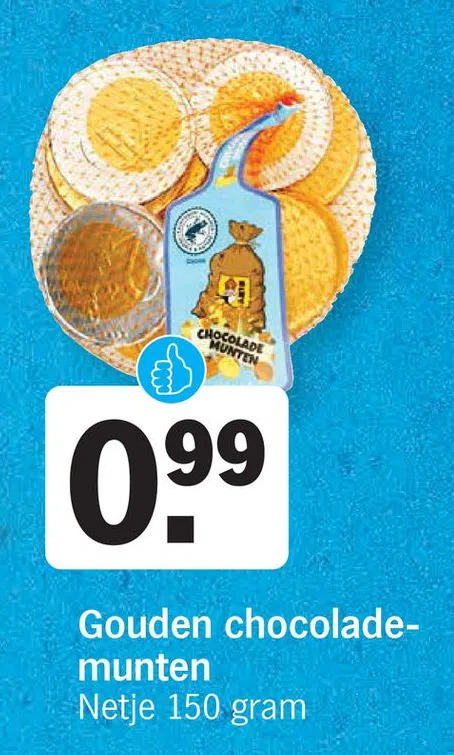 Gouden chocolade munten aanbieding bij Albert Heijn