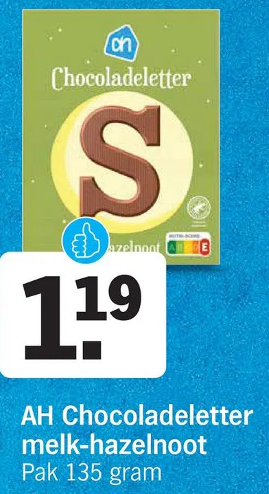 Ah chocoladeletter melk-hazelnoot aanbieding bij Albert Heijn