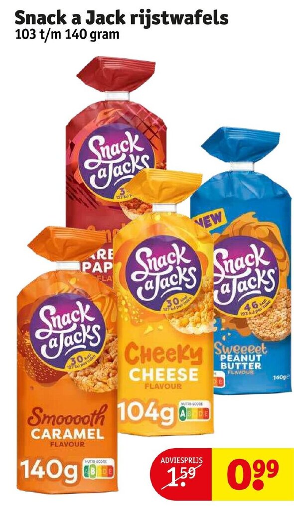 Snack a Jack rijstwafels 103 t/m 140 gram aanbieding bij Kruidvat