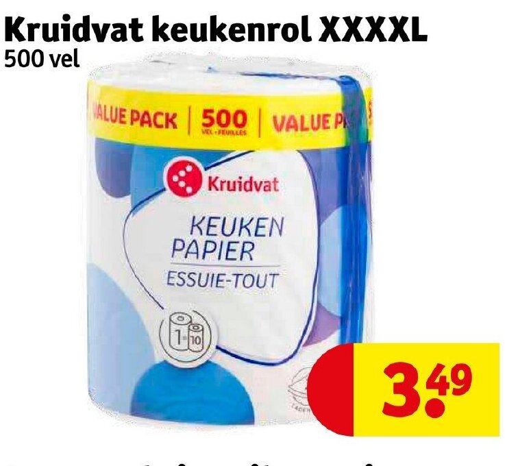 Keukenrol XXXXL 500 vel aanbieding bij Kruidvat