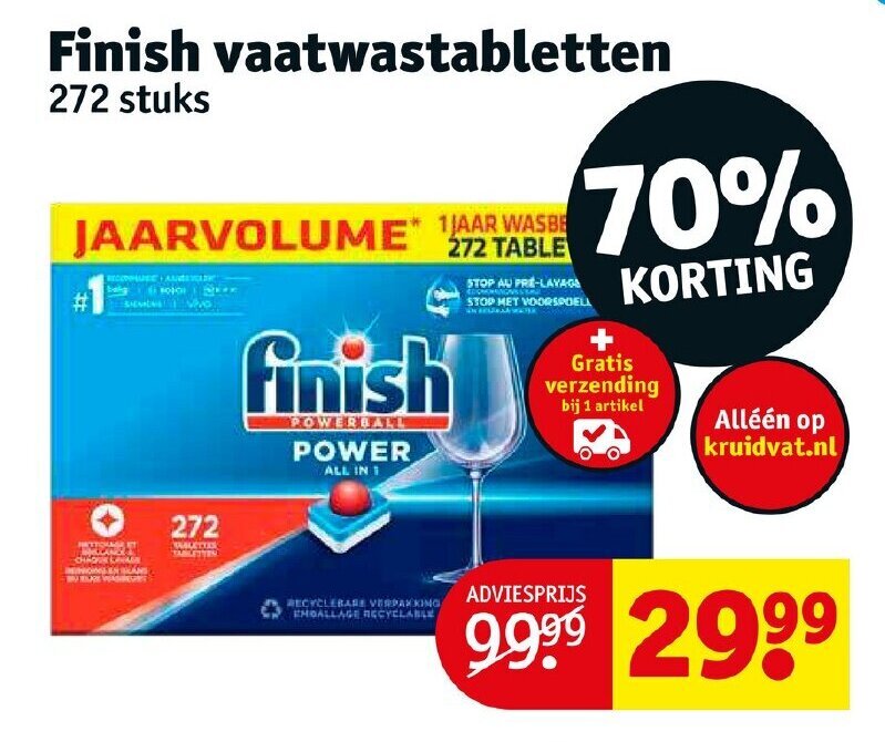 Finish vaatwastabletten 272 stuks aanbieding bij Kruidvat