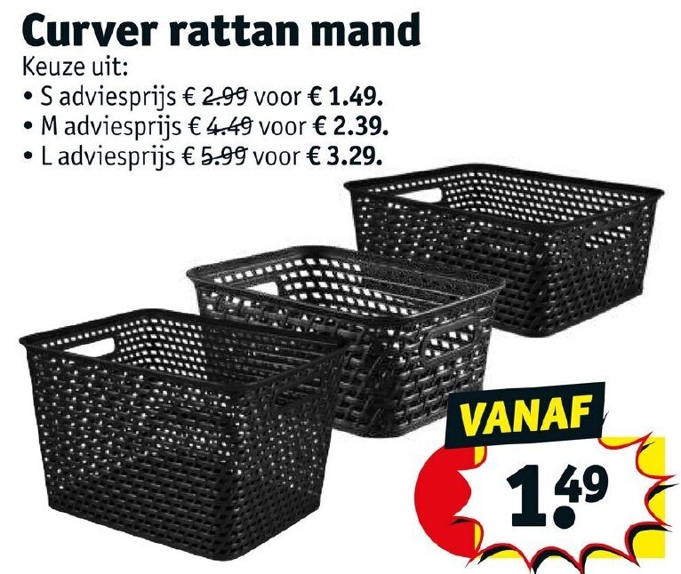 Curver rattan mand aanbieding bij Kruidvat