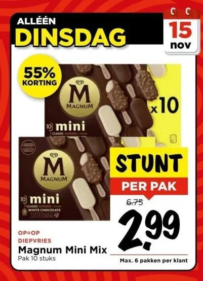 Magnum mini mix aanbieding bij Vomar Voordeelmarkt