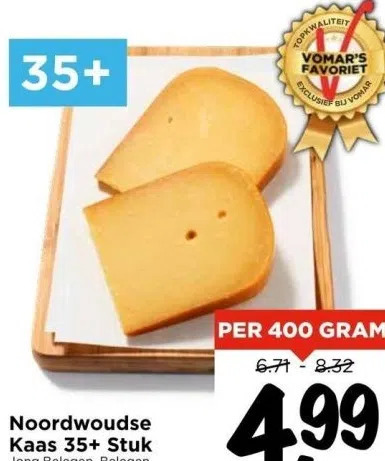 Noordwoudse kaas 35+ aanbieding bij Vomar