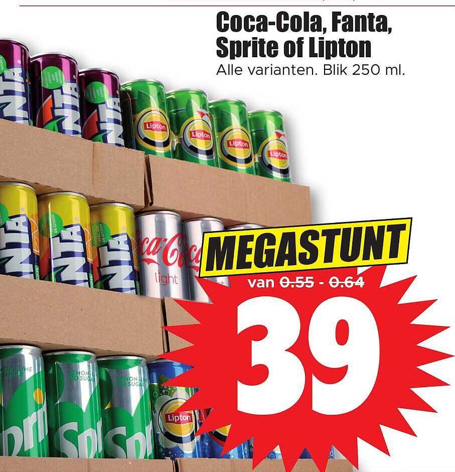 Coca-cola, fanta, sprite of lipton aanbieding bij Dirk