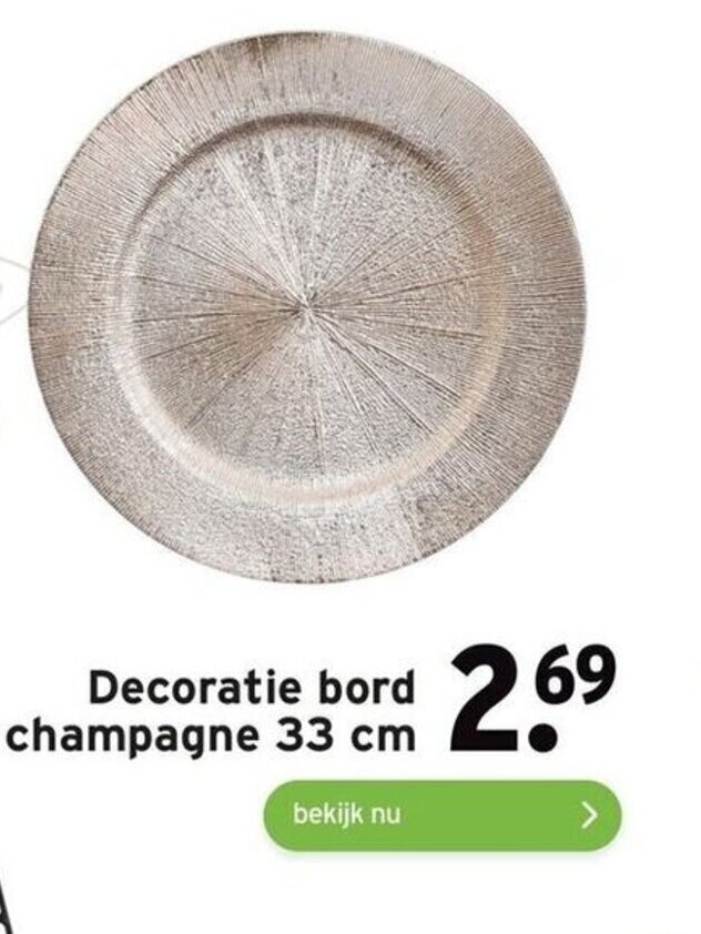 Decoratie bord champagne 33 cm aanbieding bij GAMMA