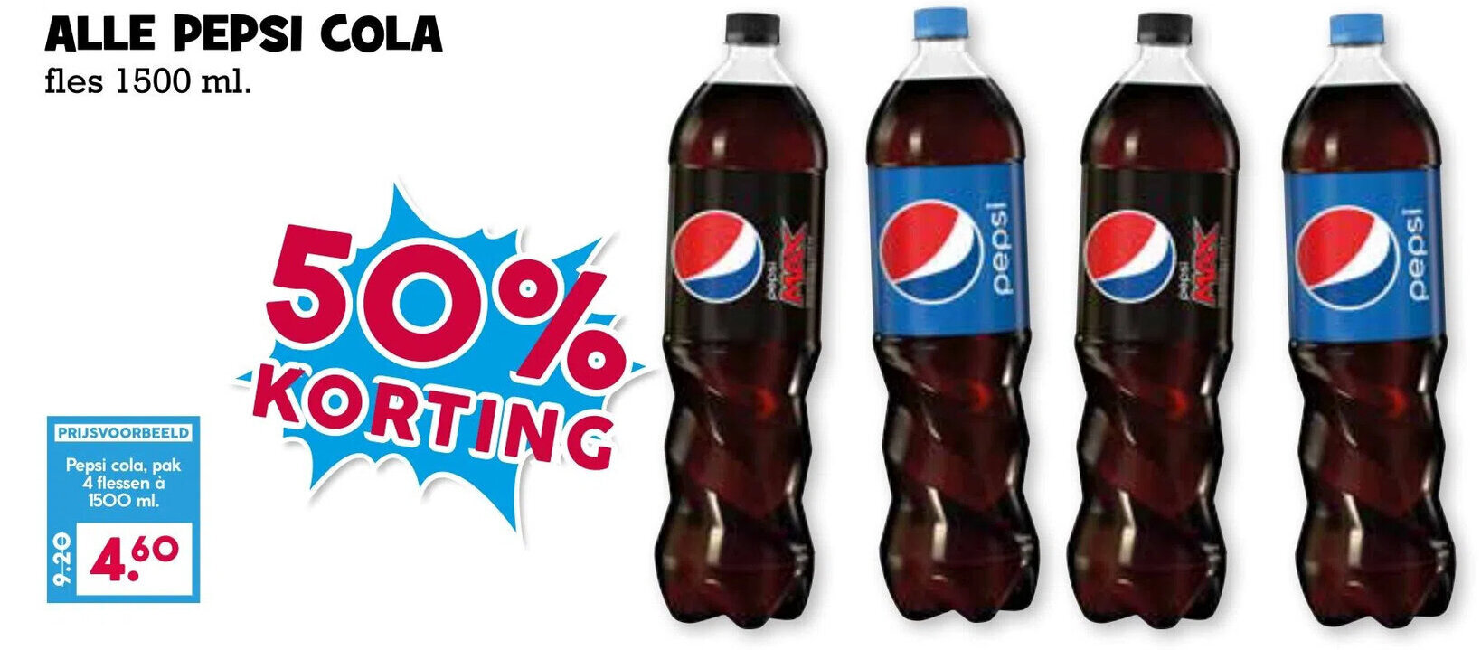 Alle Pepsi Cola fles 1500 ml. aanbieding bij Boon`s Markt