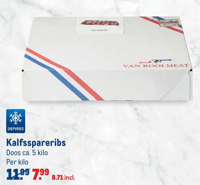 VAN ROOI MEAT Kalfsspareribs 1kg aanbieding bij Makro