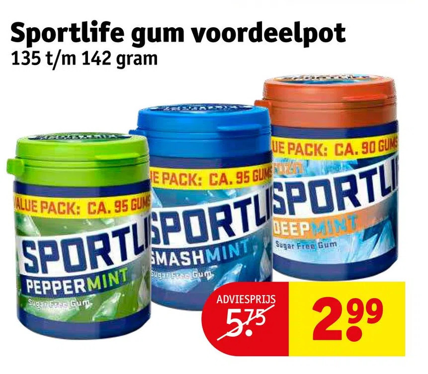 Sportlife gum voordeelpot aanbieding bij Kruidvat