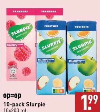 Op=op 10-pack slurpie 10x200 ml. aanbieding bij ALDI