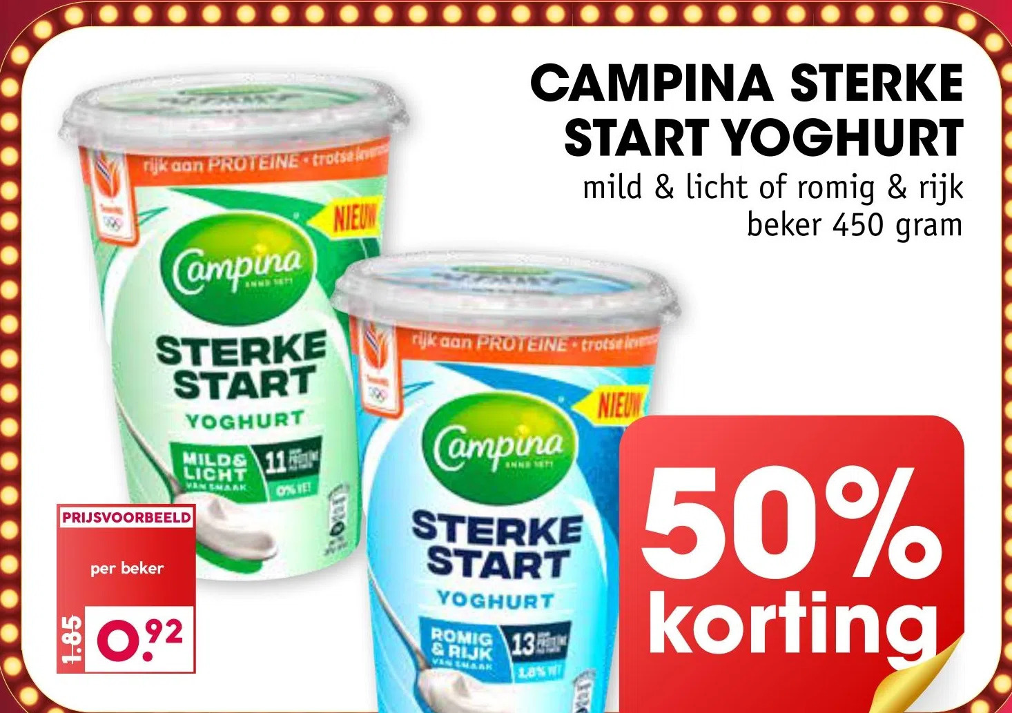 Campina sterke start yoghurt aanbieding bij MCD Supermarkt