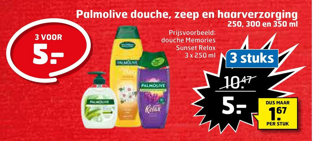 Palmolive douche, zeep en haarverzorging aanbieding bij Trekpleister