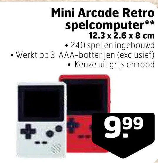 Mini arcade retro spelcomputer** aanbieding bij Trekpleister