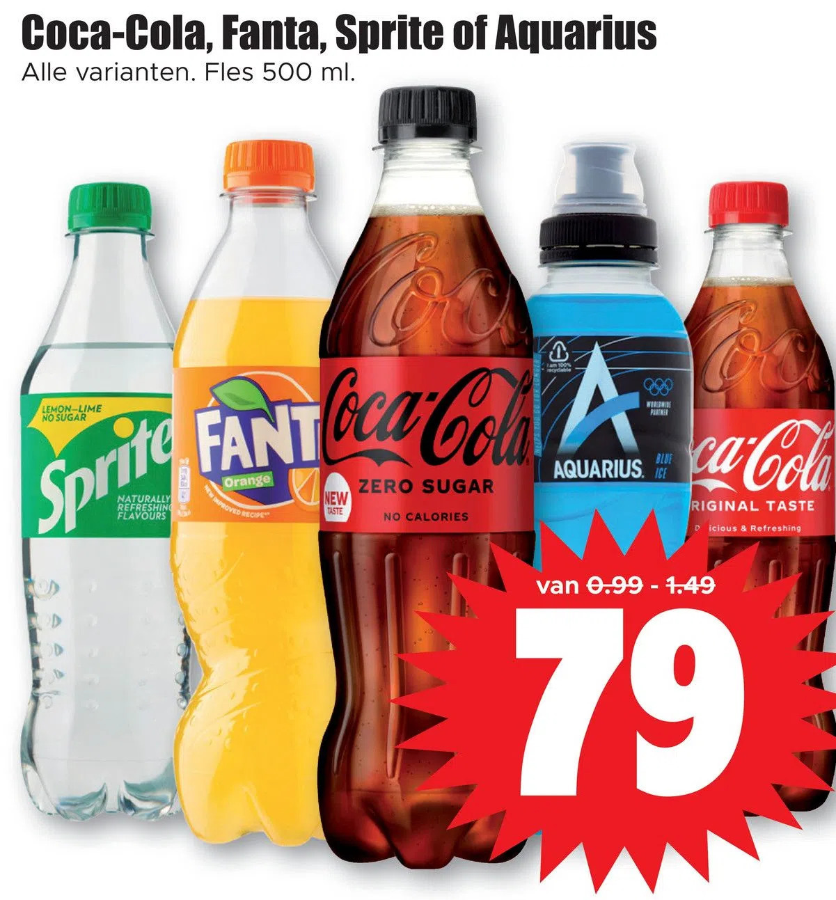 Coca-cola, fanta, sprite of aquarius aanbieding bij Dirk