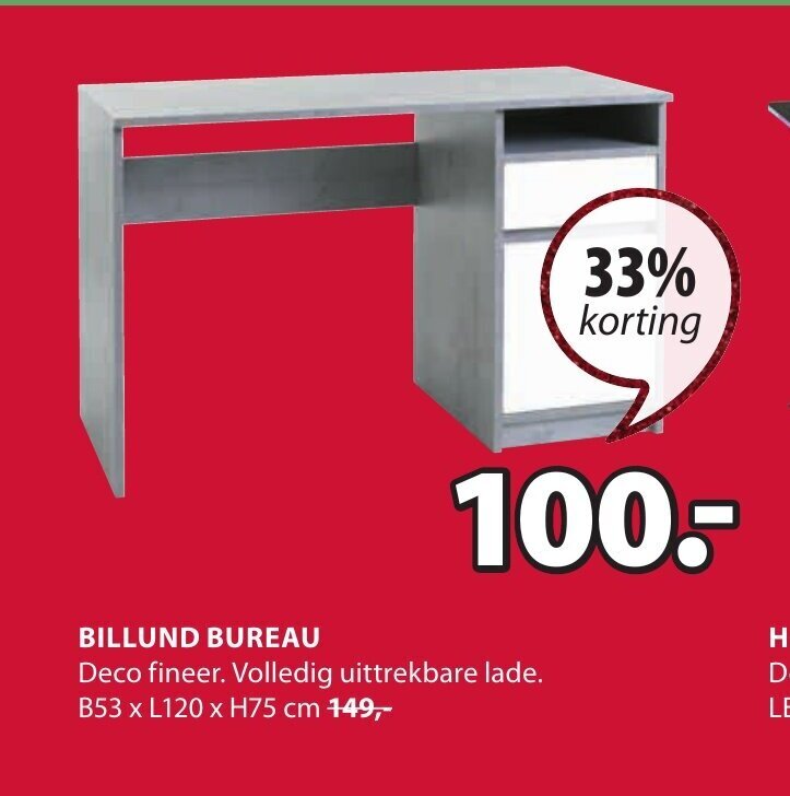 Billund bureau B53 x L120 x H75 cm aanbieding bij Jysk