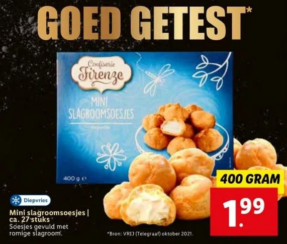 Mini slagroomsoesjes | ca. 27 stuks aanbieding bij Lidl