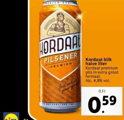 Kordaat blik halve liter aanbieding bij Lidl