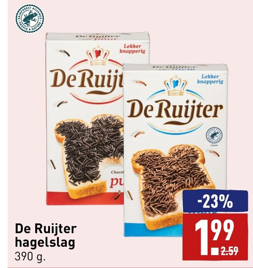 De Ruijter hagelslag 390 gram aanbieding bij ALDI