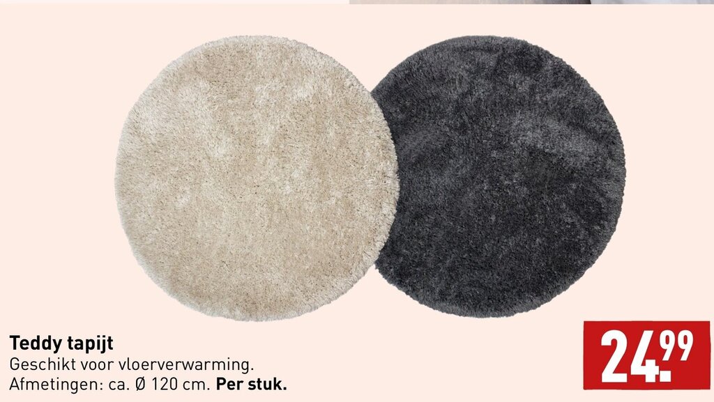 Teddy tapijt 120 cm aanbieding bij ALDI