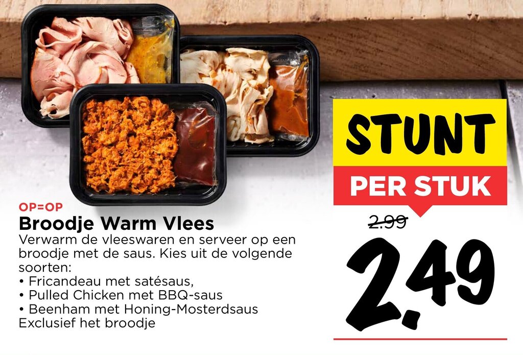 Broodje warm vlees aanbieding bij Vomar Voordeelmarkt
