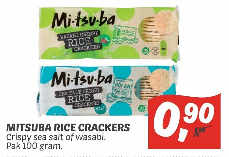 Mitsuba rice crackers 100g aanbieding bij Dekamarkt
