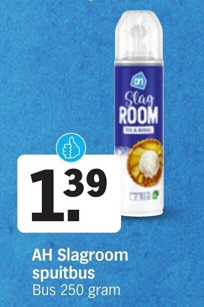 AH slagroom spuitbus 250g aanbieding bij Albert Heijn