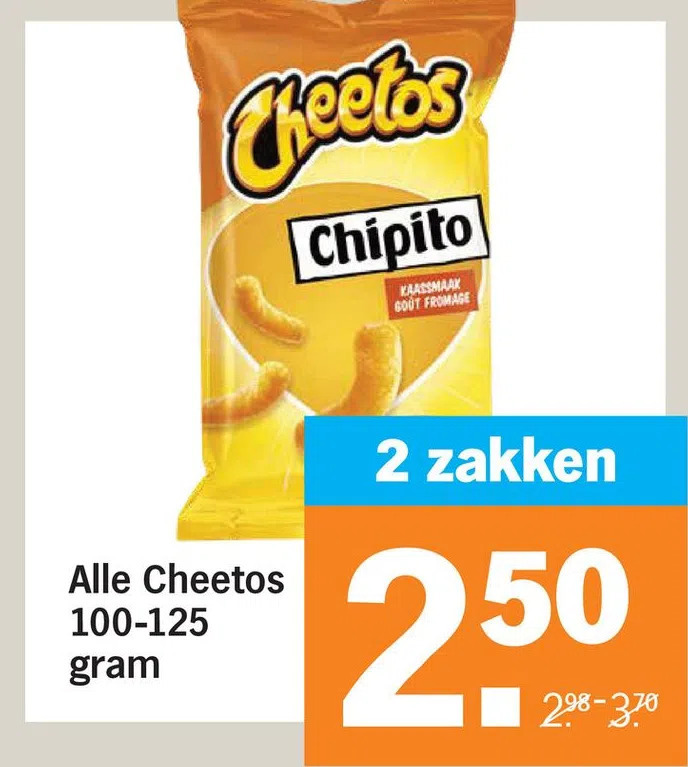 Alle cheetos 100-125 gram aanbieding bij Albert Heijn
