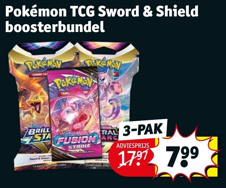 Pokemon TCG Sword & Shield boosterbundel 3-pak aanbieding bij Kruidvat