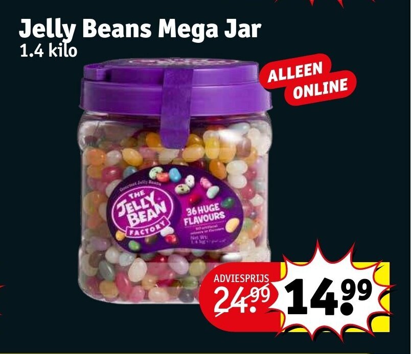 Jelly Beans Mega Jar 1.4 kilo aanbieding bij Kruidvat