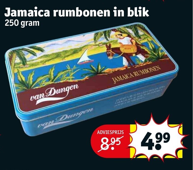 Jamaica rumbonen in blik 250 gram aanbieding bij Kruidvat