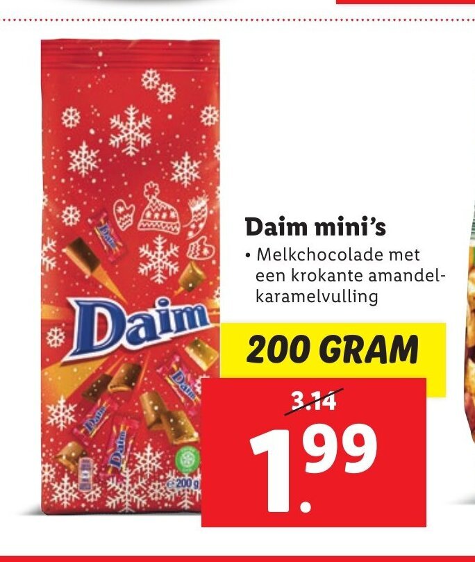 Daim mini's 200 gram aanbieding bij Lidl