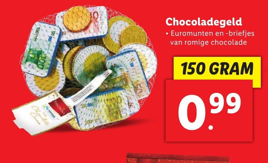 Chocoladegeld 150 gram aanbieding bij Lidl