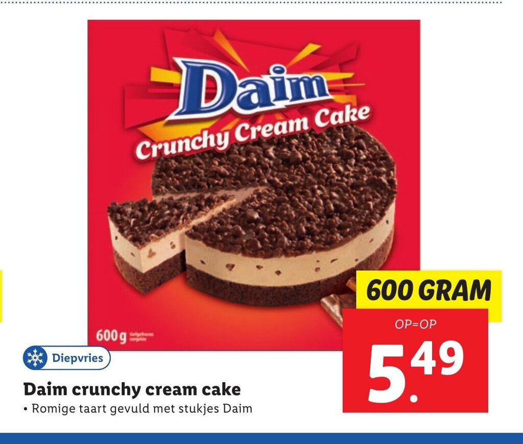 Daim crunchy cream cake 600 gram aanbieding bij Lidl