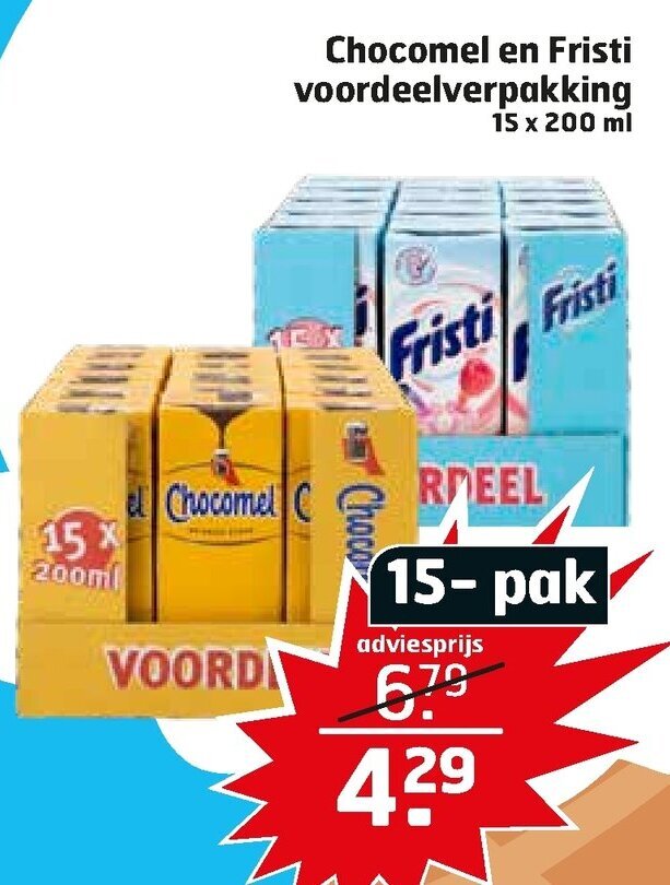 Chocomel of Fristi 15*200ml aanbieding bij Trekpleister