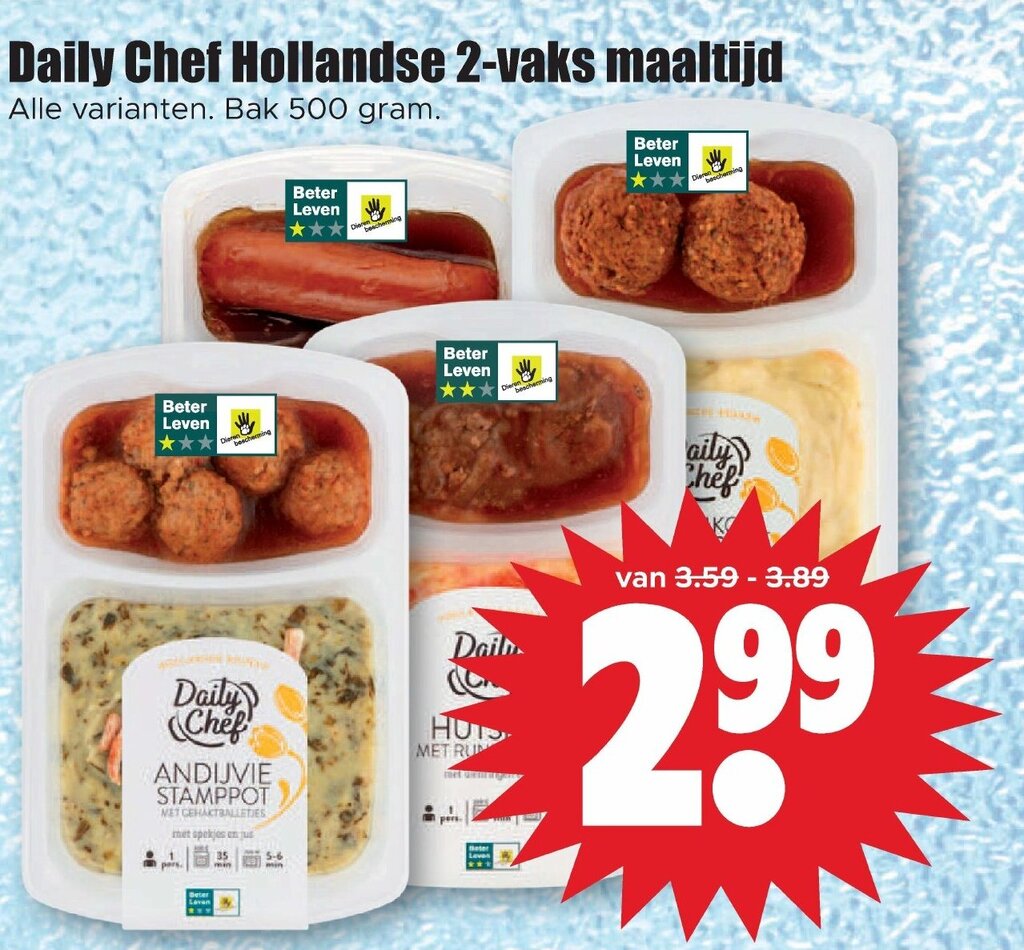 Daily Chef Hollandse 2-vaks maaltijd bak 500 gram aanbieding bij Dirk