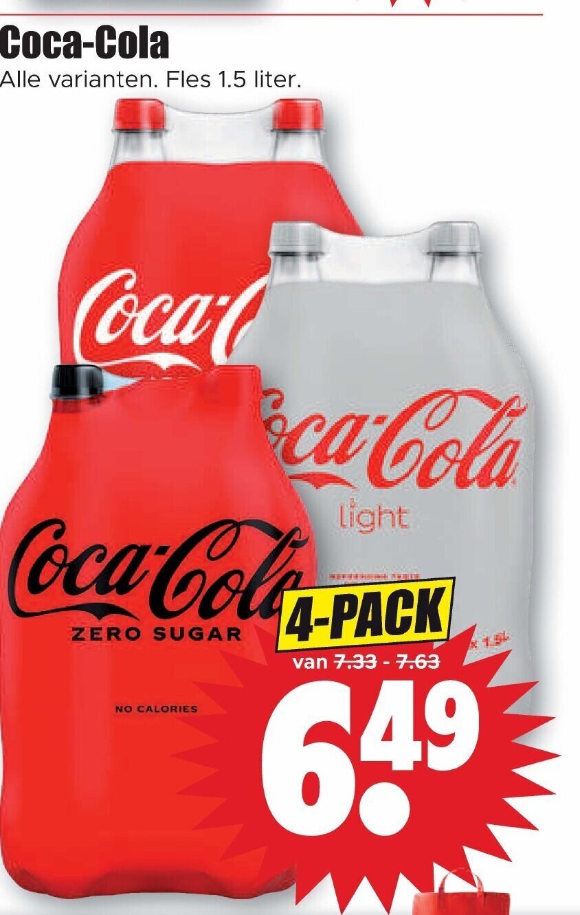 Coca-Cola fles 1.5 liter 4-pack aanbieding bij Dirk