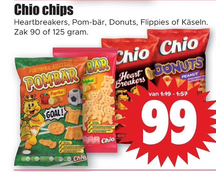 Chio chips Heartbreakers, Pom-bar, Donuts, Flippies of Kaseln zak 90 of ...