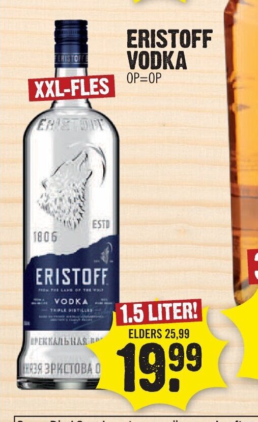 Eristoff Vodka 1.5 liter aanbieding bij Dirk