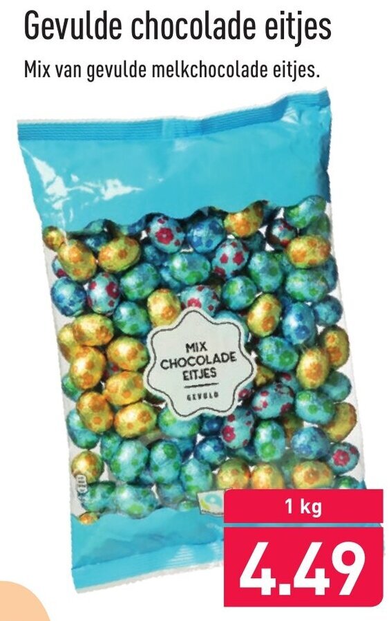 Gevulde Chocolade eitjes 1kg aanbieding bij ALDI