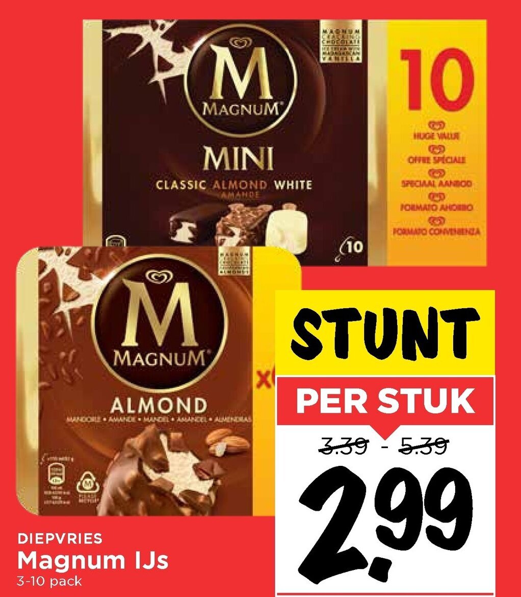 Magnum ijs 3-10-pack aanbieding bij Vomar