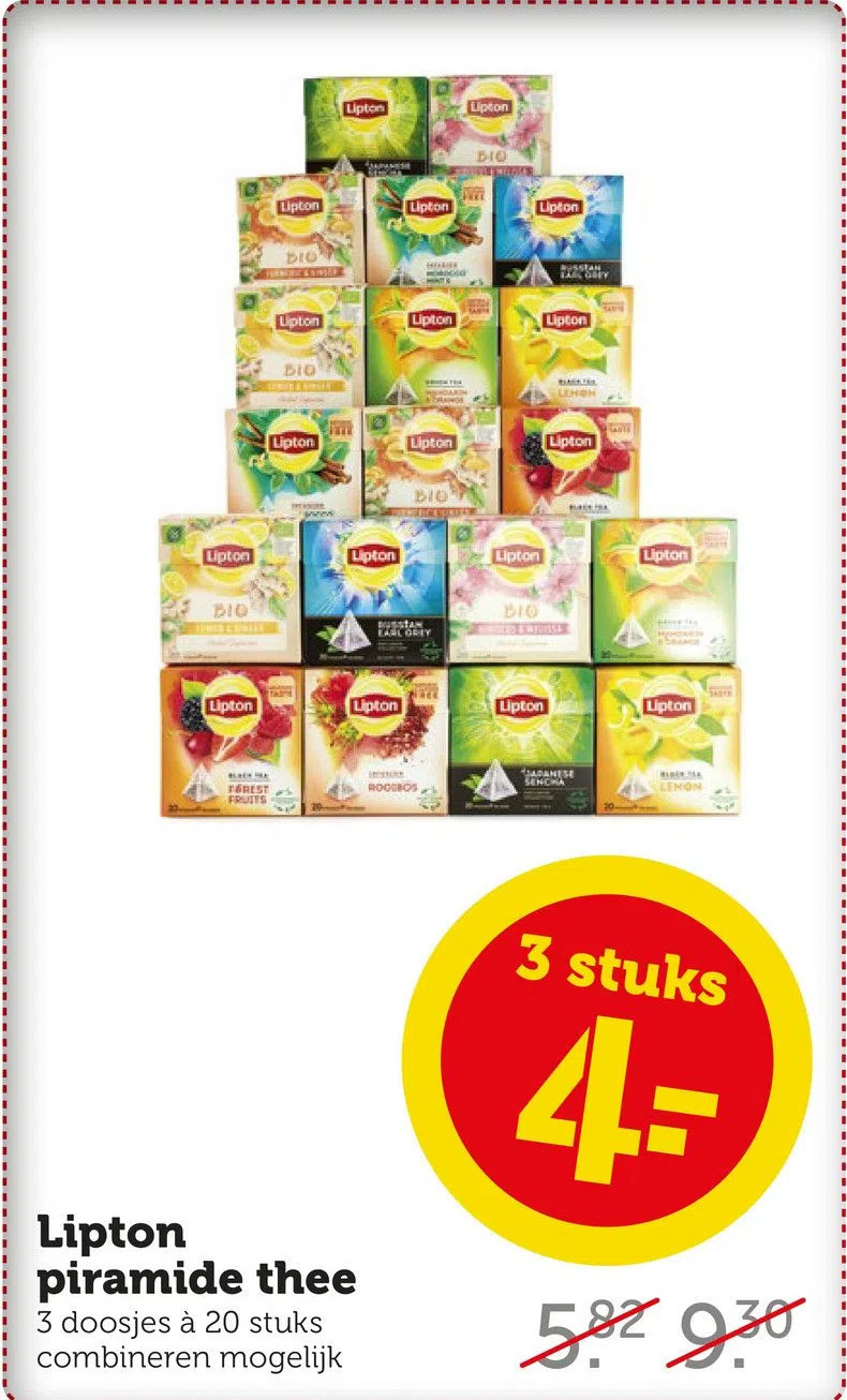 Lipton piramide thee aanbieding bij Coop